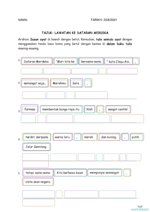 TANDA BACA KOMA. Interactive worksheet | TopWorksheets