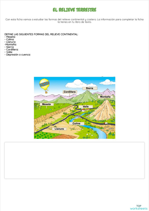EL RELIEVE TERRESTRE. Ficha interactiva | TopWorksheets