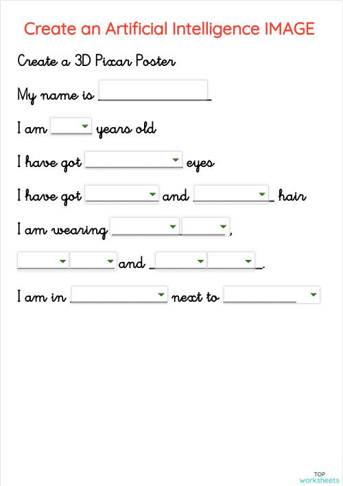 Create an AI Image KIDS (TT1). Interactive worksheet | TopWorksheets