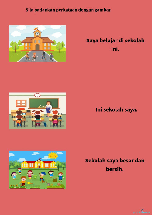 Sekolah saya. Interactive worksheet | TopWorksheets