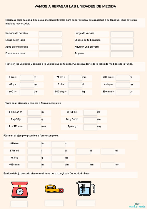 UNIDADES DE MEDIDA. Ficha interactiva | TopWorksheets