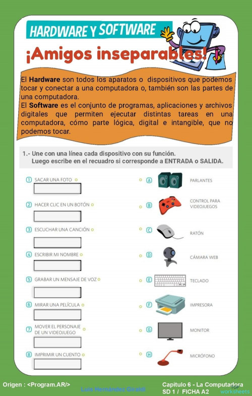 Hardware y Software. Ficha interactiva | TopWorksheets
