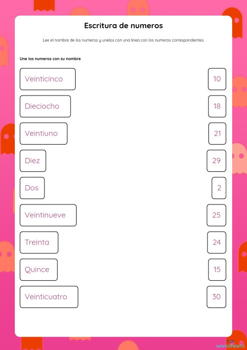 Escritura de numeros. Ficha interactiva | TopWorksheets