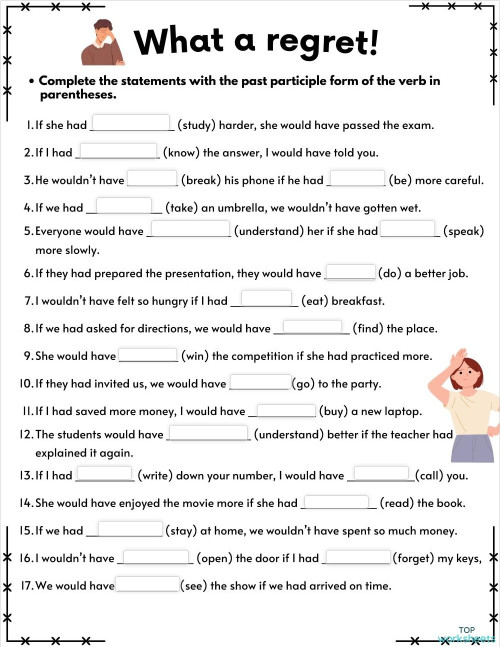 What a regret! (third conditional). Interactive worksheet | TopWorksheets