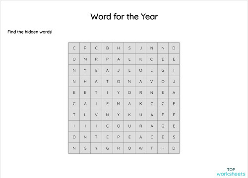 Word for the Year. Interactive worksheet | TopWorksheets