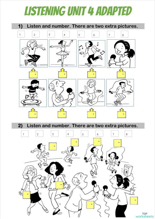 1º Unit 4 – LISTENING (ADAPTED). Interactive worksheet | TopWorksheets