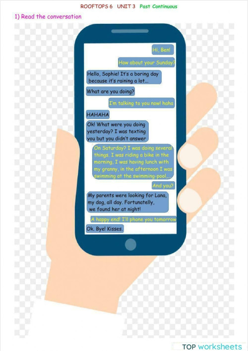 ROOFTOPS 6 UNIT 3 Past Continuous (friends texting). Interactive ...
