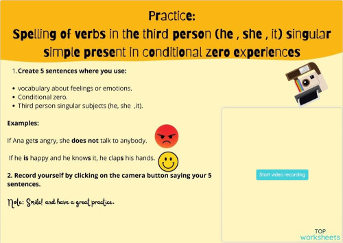 Spelling in third person_zero conditional. Interactive worksheet ...