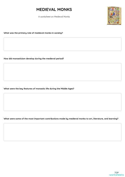 MEDIEVAL MONKS. Interactive worksheet | TopWorksheets