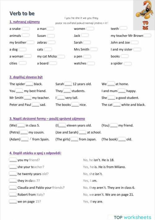 Verb to be. Interactive worksheet | TopWorksheets