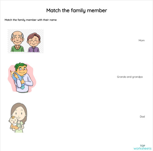 Match the family member. Interactive worksheet | TopWorksheets