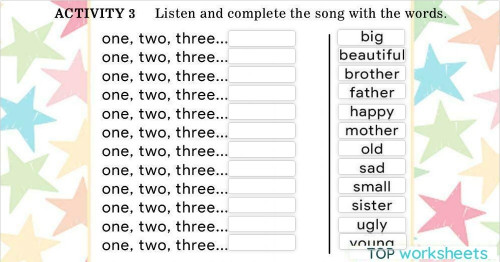 Opposites song. Interactive worksheet | TopWorksheets