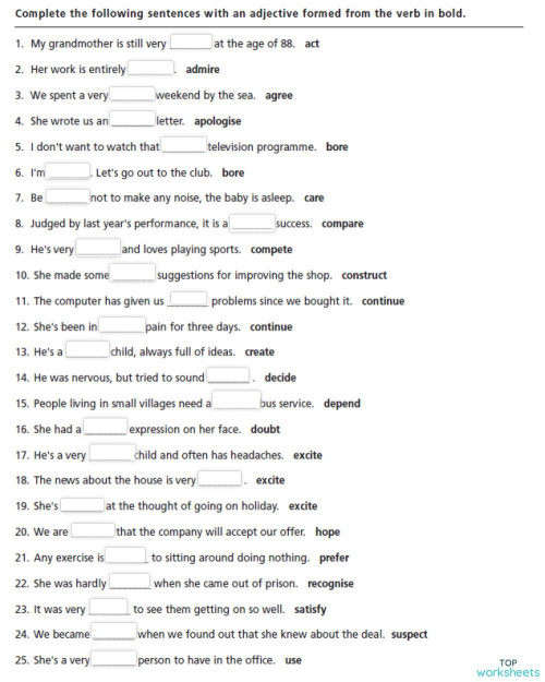 Adj. Formation. Interactive worksheet | TopWorksheets