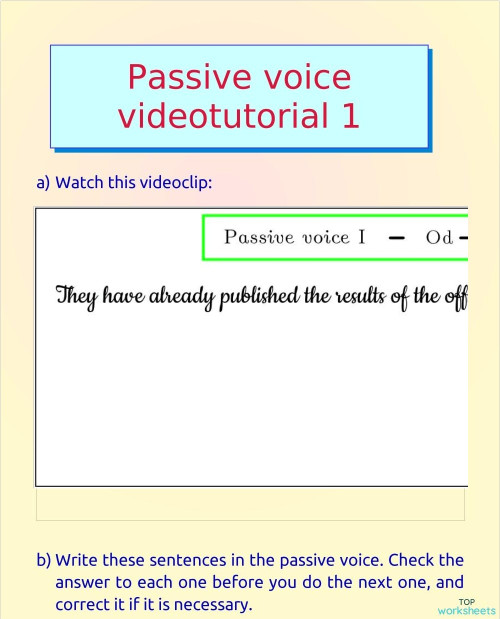 Passive voice tutorial 4 - Od as passive S. Interactive worksheet ...
