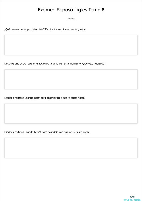 repaso: fichas interactivas y ejercicios online | TopWorksheets