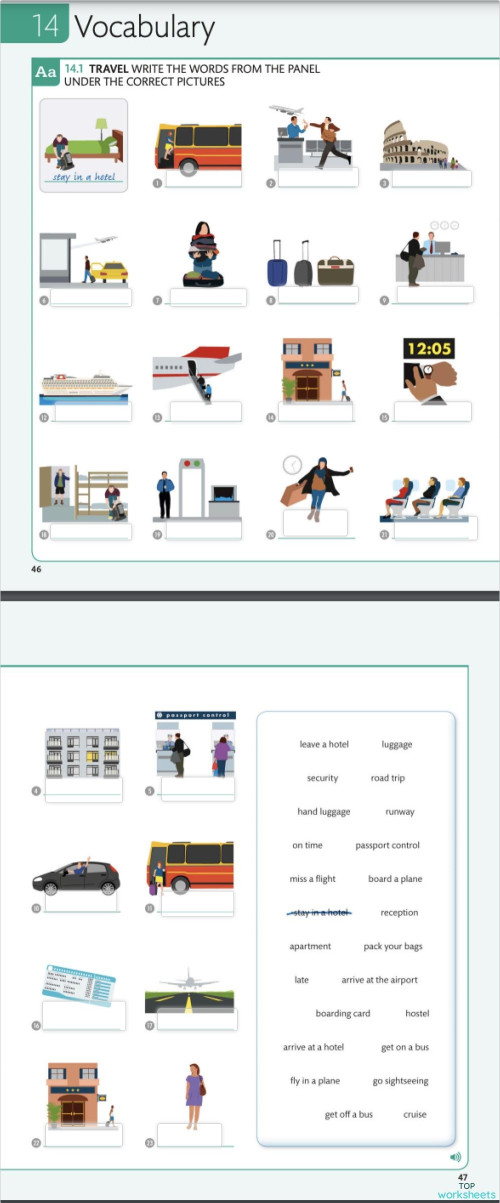 travel vocabulary. Interactive worksheet | TopWorksheets