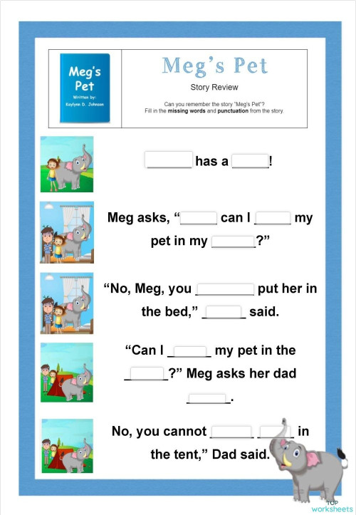 Meg's Pet Story Review. Interactive worksheet | TopWorksheets