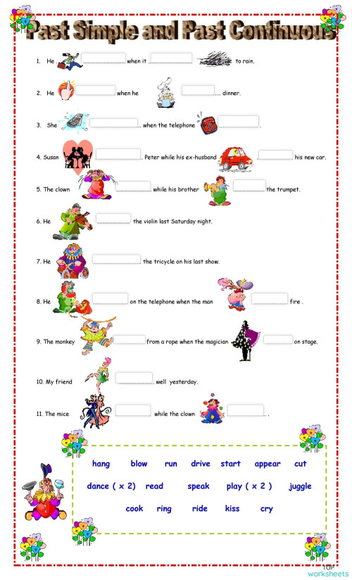 Past simple or Past Continuous. Interactive worksheet | TopWorksheets