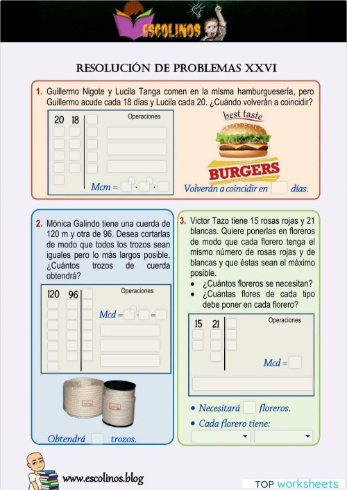 Matemáticas 5º. Resolución de problemas XXVI. Ficha interactiva ...