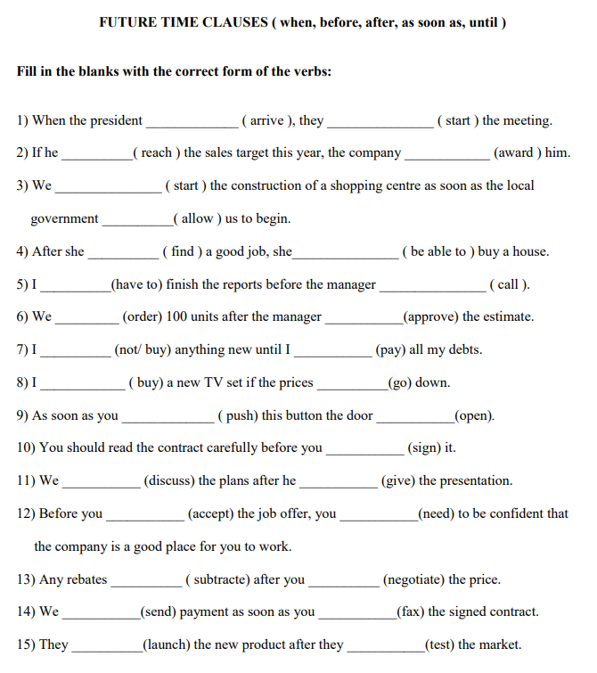 Future Time Clauses 03. Interactive worksheet | TopWorksheets