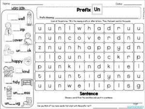 word search-prefix-Un. Interactive worksheet | TopWorksheets