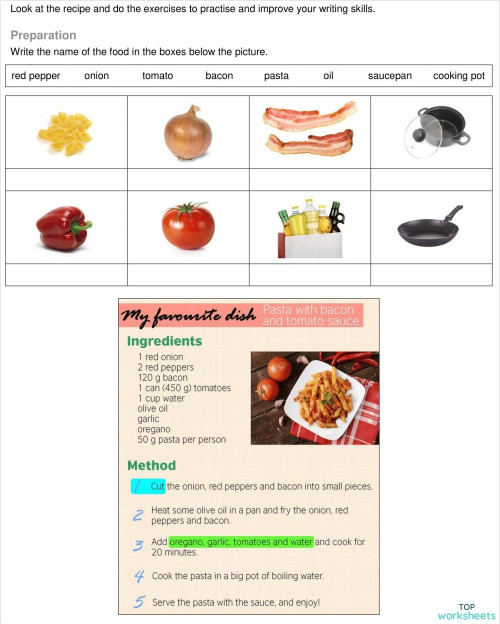READING PRACTICE : RECIPES. Interactive worksheet | TopWorksheets