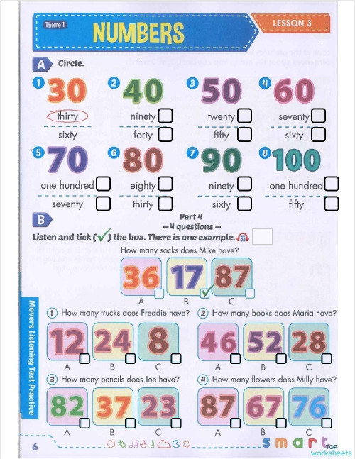 Theme 1: Numbers. Interactive worksheet | TopWorksheets