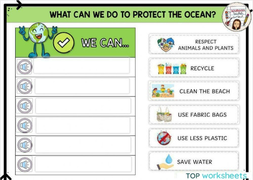 Taking care of the ocean. Interactive worksheet | TopWorksheets