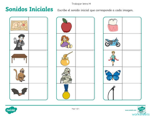 Trabajar letra M - L - P - S. Ficha interactiva | TopWorksheets