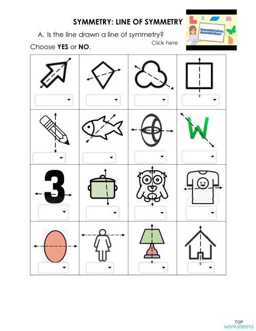 LINES OF SYMMETRY. Interactive worksheet | TopWorksheets
