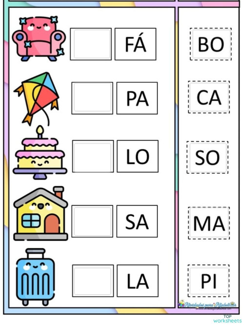 Arraste as sílabas. Ficha interativa | TopWorksheets