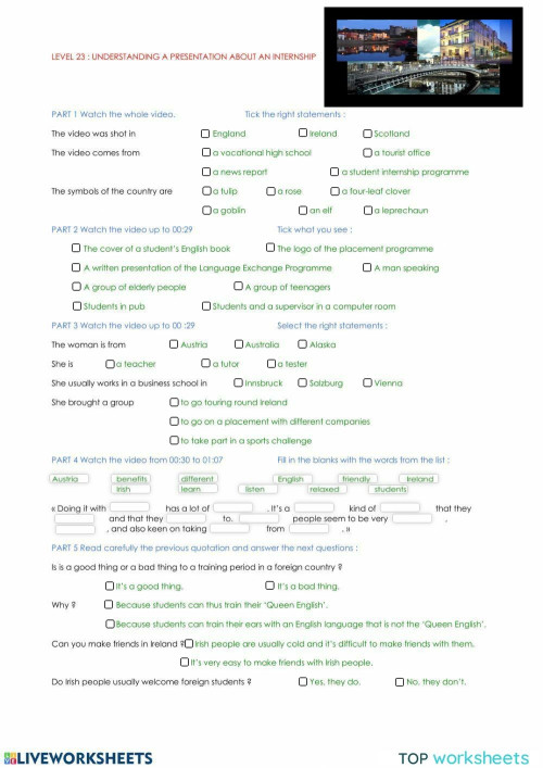 Level 23 understanding a presentation. Interactive worksheet ...