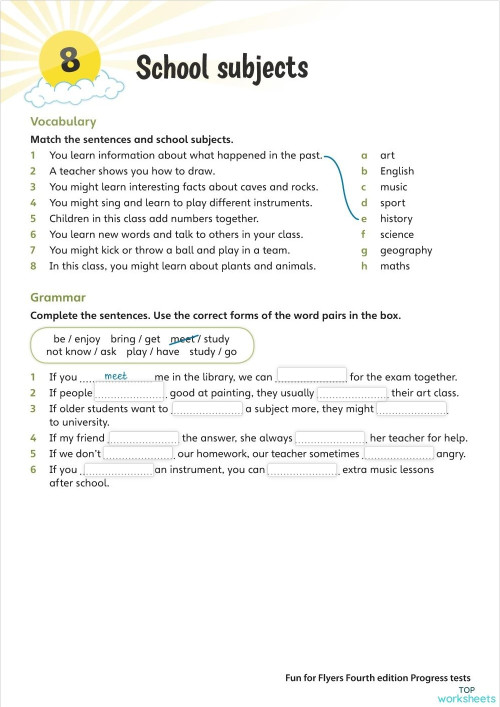 Fun For Flyers lesson 8. Bài tập tương tác | TopWorksheets