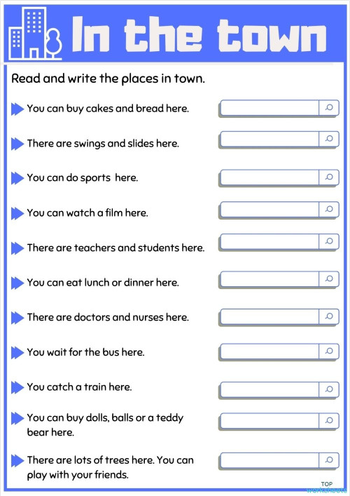 Places in town worksheet EFL. Interactive worksheet | TopWorksheets