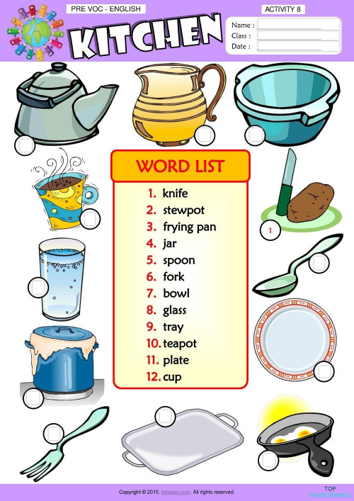 Kitchen Vocabulary. Interactive worksheet | TopWorksheets