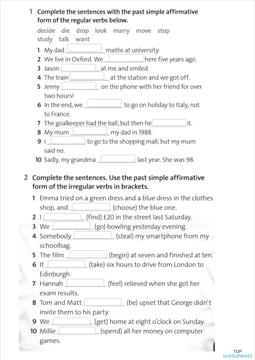 Past simple (listening +grammar practice). Interactive worksheet ...