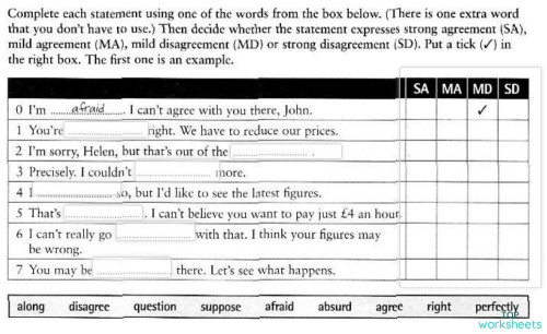agree or disagree. Interactive worksheet | TopWorksheets