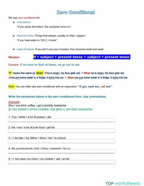 Conditional Zero. Interactive worksheet | TopWorksheets