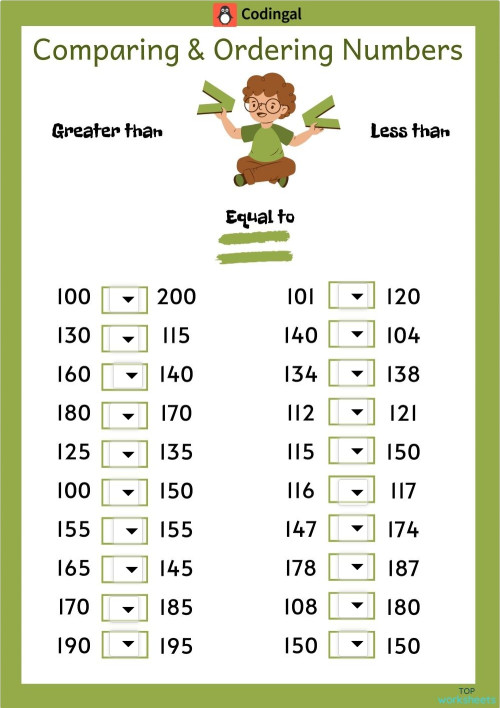 M_G02M01L04_WC03_Comparing and Ordering Numbers. Interactive worksheet ...
