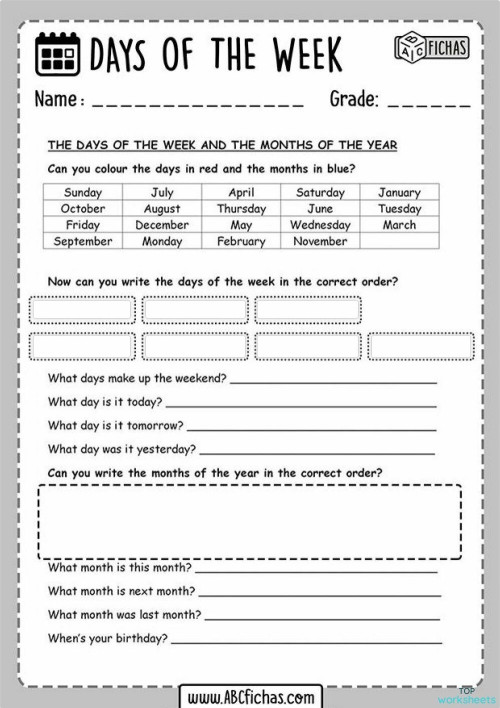 Days of the week. Interactive worksheet | TopWorksheets