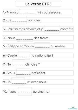 Le verbe être. Fiche interactive | TopWorksheets