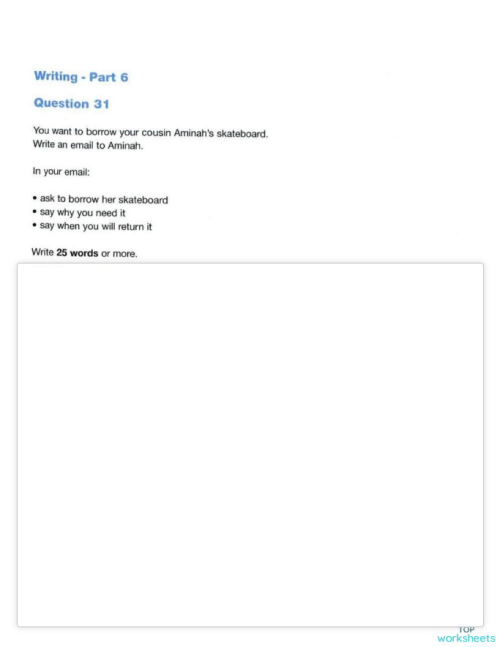 A2 - KEY -ONLINE TEST - WRITING. Interactive worksheet | TopWorksheets