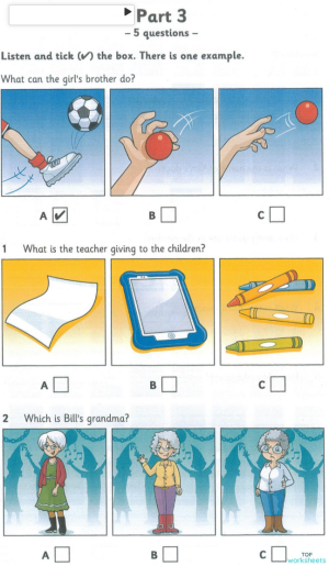 Starters- Listening Part 3 (Starter 3 Test 2). Bài tập tương tác ...