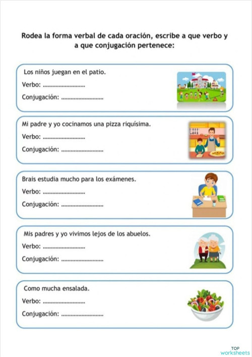 Verbos indicativo. Ficha interactiva | TopWorksheets