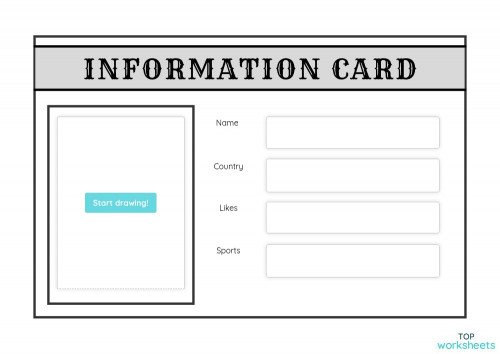 Information card. Interactive worksheet | TopWorksheets