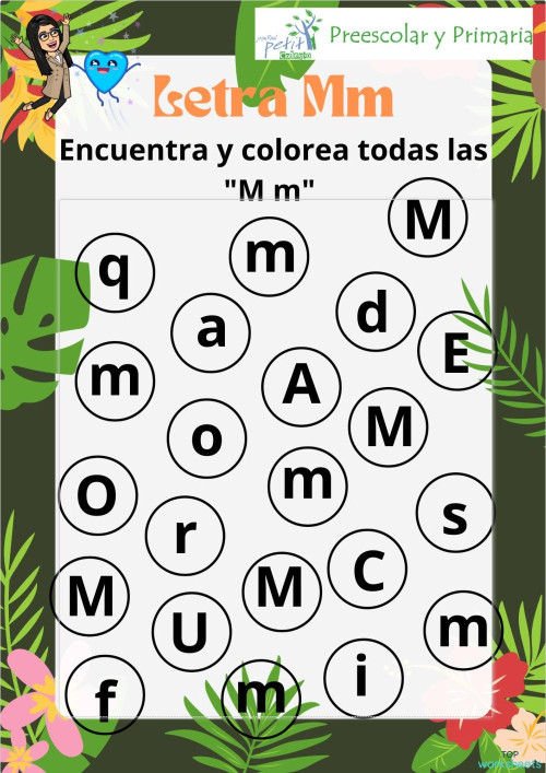 Identificación letra Mm. Ficha interactiva | TopWorksheets