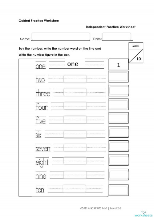 Numbers level 2-2. Interactive worksheet | TopWorksheets