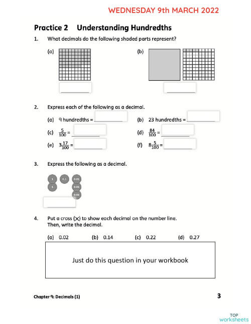Decimal Hundredths. Interactive worksheet | TopWorksheets