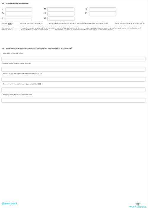 Module 2: Ambition and success (Progress test). Interactive worksheet ...