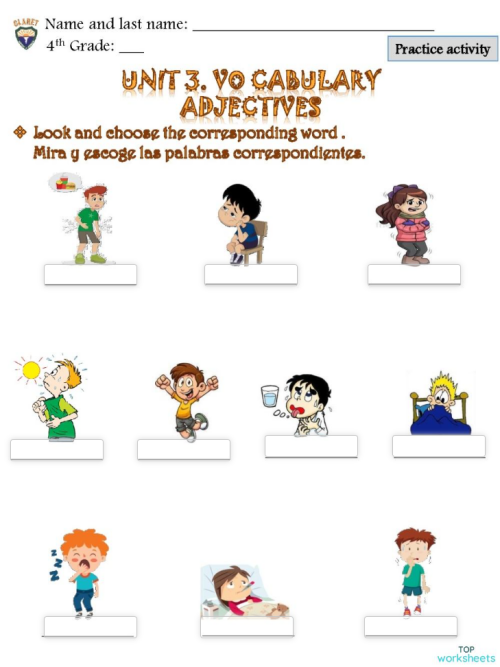 4th G. Unit 4. Vocabulary. Practice activity. Interactive worksheet ...
